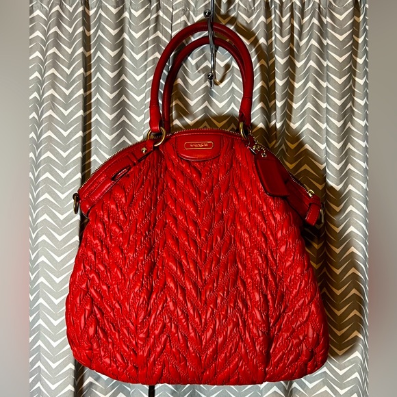 Coach | Bags | Coach Madison Large Quilted Nylon Satchel | Poshmark